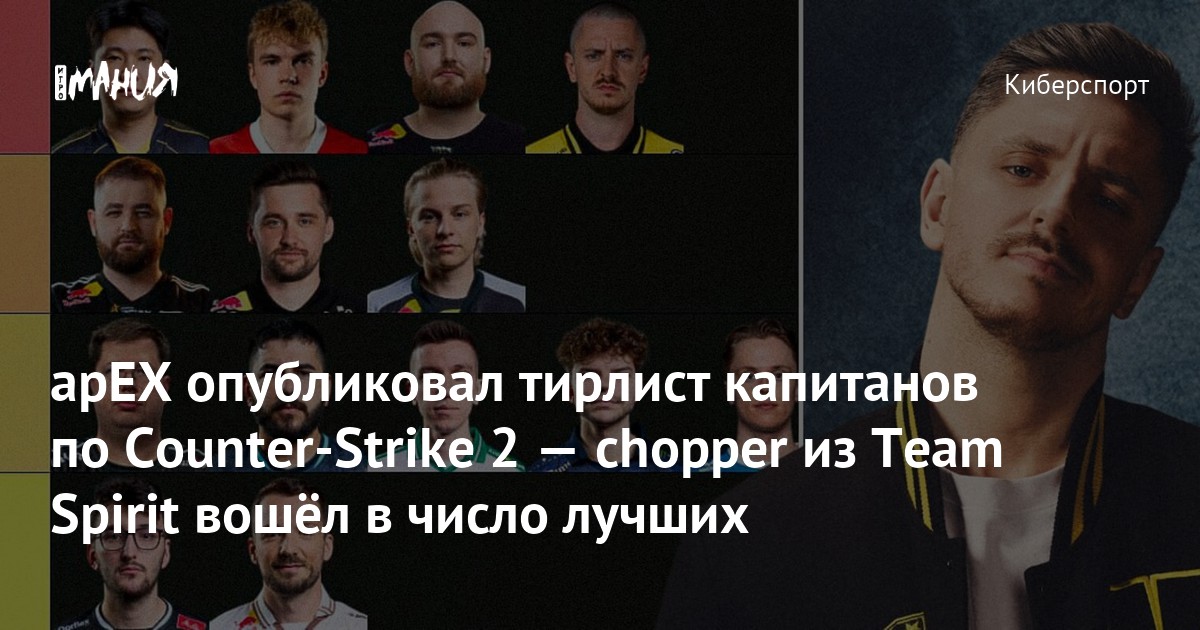 apEX опубликовал тирлист капитанов по Counter-Strike 2 — chopper из ...